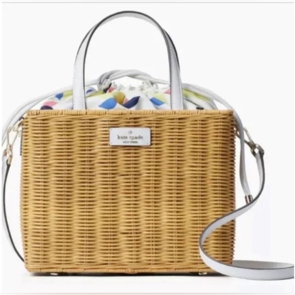 kate spade | Bags | Nwot Kate Spade Sam Wicker Lemon Zest Medium ...